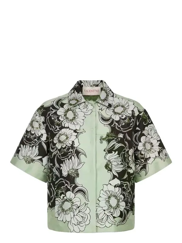Valentino Garavani Floral Print Sequin Embellished Jacket - Green