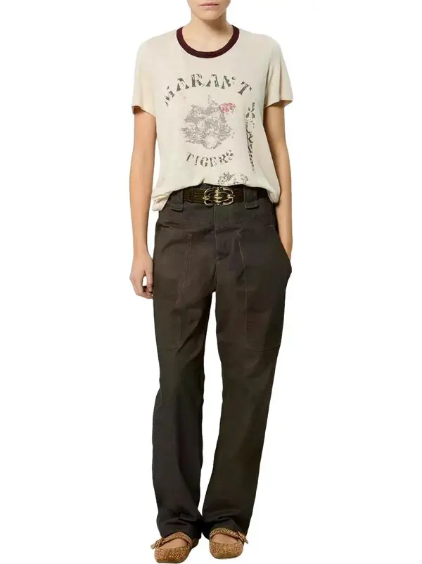 MARANT ETOILE Printed Linen T-shirt - Neutrals