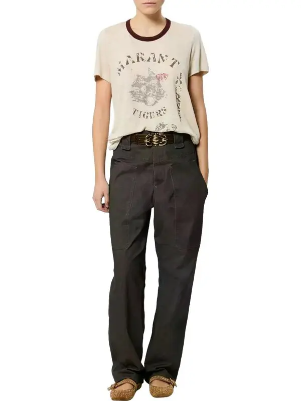 MARANT ETOILE Printed Linen T-shirt - Neutrals