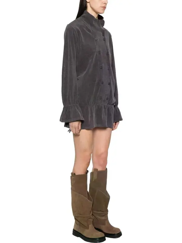 AYA MUSE Velvet Double-breasted Mini Dress - Grey