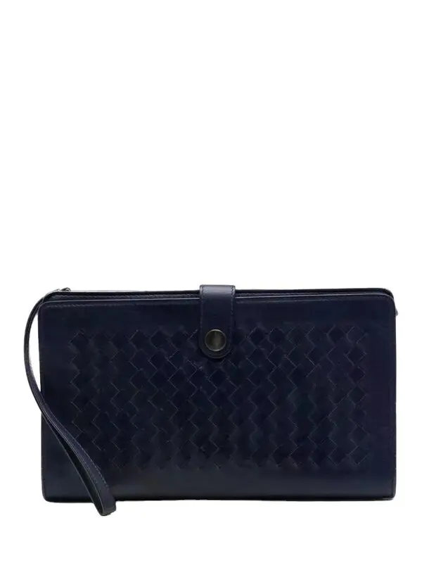 Bottega Veneta Nappa Intrecciato Trimmed Clutch Bag - Blue