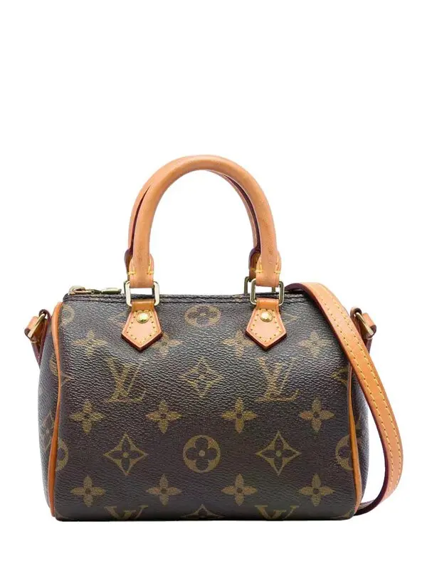LOUIS VUITTON Monogram Nano Speedy Bandouliere Satchel - Brown
