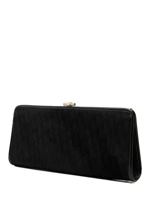 Dior Diorissimo Trotter Canvas Clutch With Chain Crossbody Bag - Black