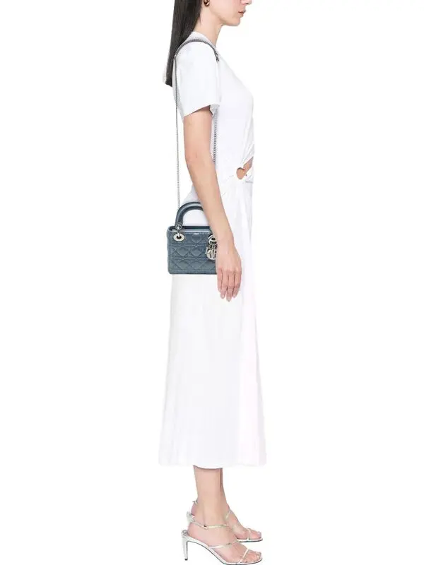 Dior Mini Iridescent Lambskin Cannage Lady Satchel - Blue
