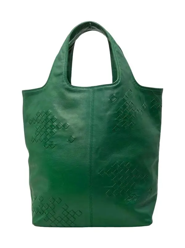 Bottega Veneta Intrecciato Trimmed Leather Regent Tote Bag - Green
