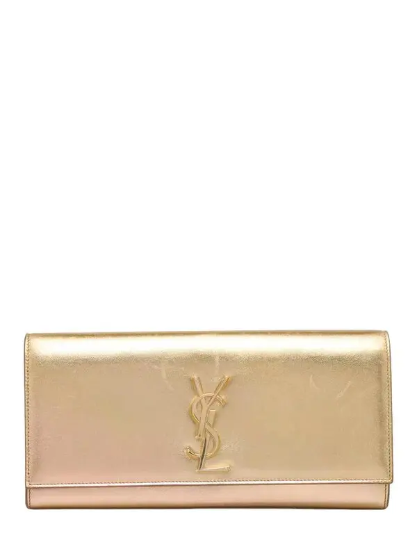 Saint Laurent Metallic Calfskin Cassandre Clutch Bag - Gold