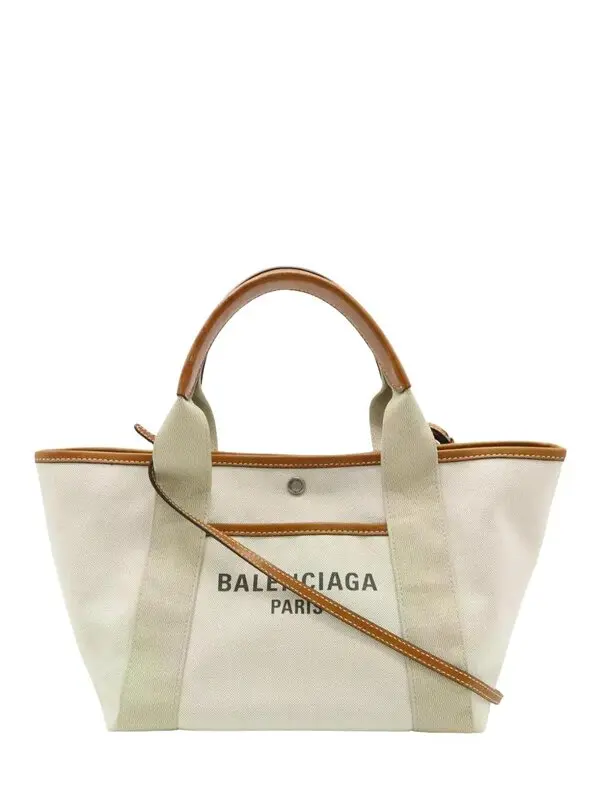 Balenciaga Small Canvas Biarritz Tote Satchel - White