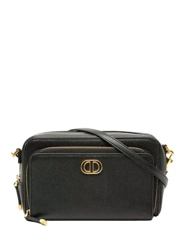 Dior 2022 Grained Calfskin Caro Double Pouch Crossbody Bag - Black