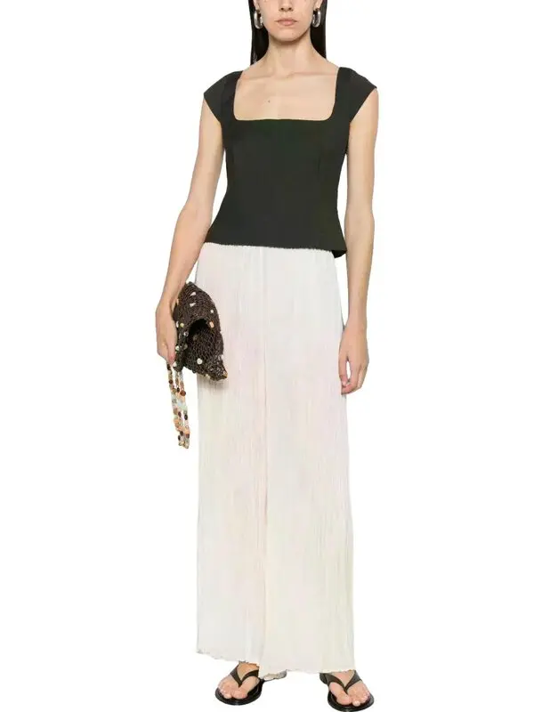 ST. AGNI Cap-sleeve Square-neck Top - Black