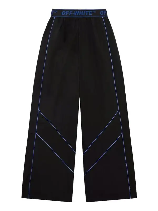 Off-White Logoband Wide-leg Nylon Pants With Contrast Piping - Black