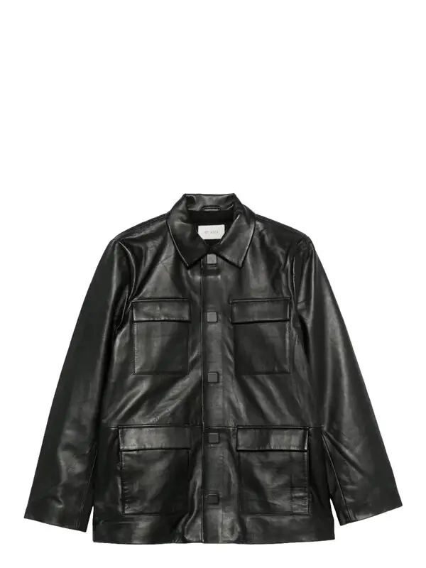ST. AGNI Flap-pocket Leather Jacket - Black