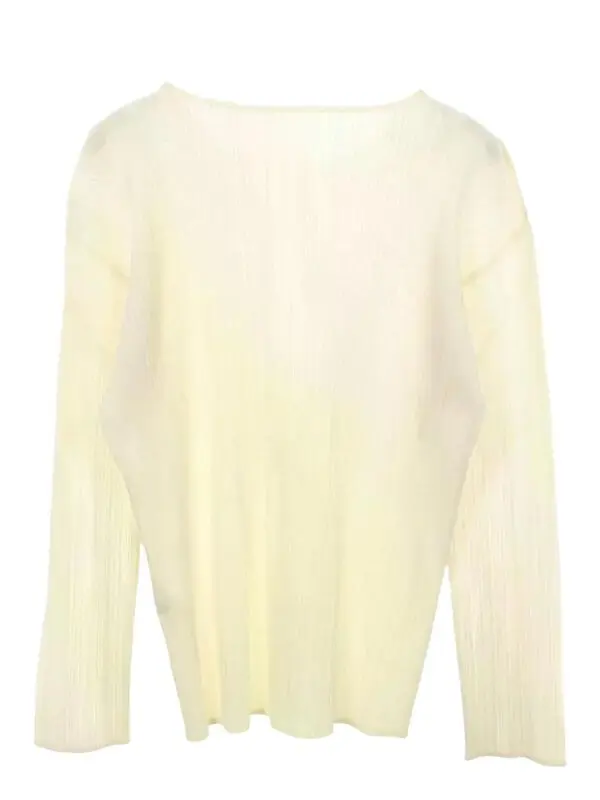 Issey Miyake Ivory Pleated Long Sleeve Top - Neutrals