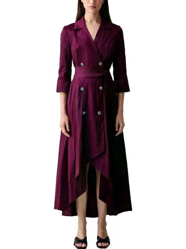 Joseph Ribkoff Embellished Button Asymmetric Midi Dress - Purple