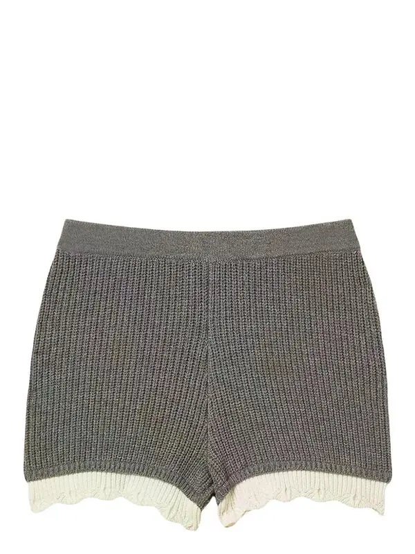 TWINSET Knitted Shorts With Scalloped Hem - Grey