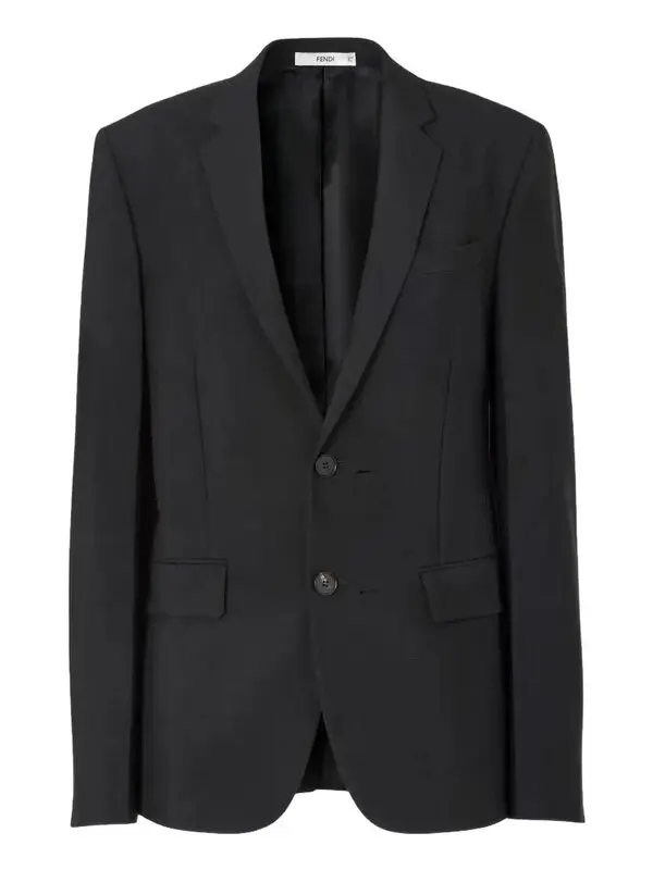 Fendi Single-breasted Blazer With Notched Lapels - Black