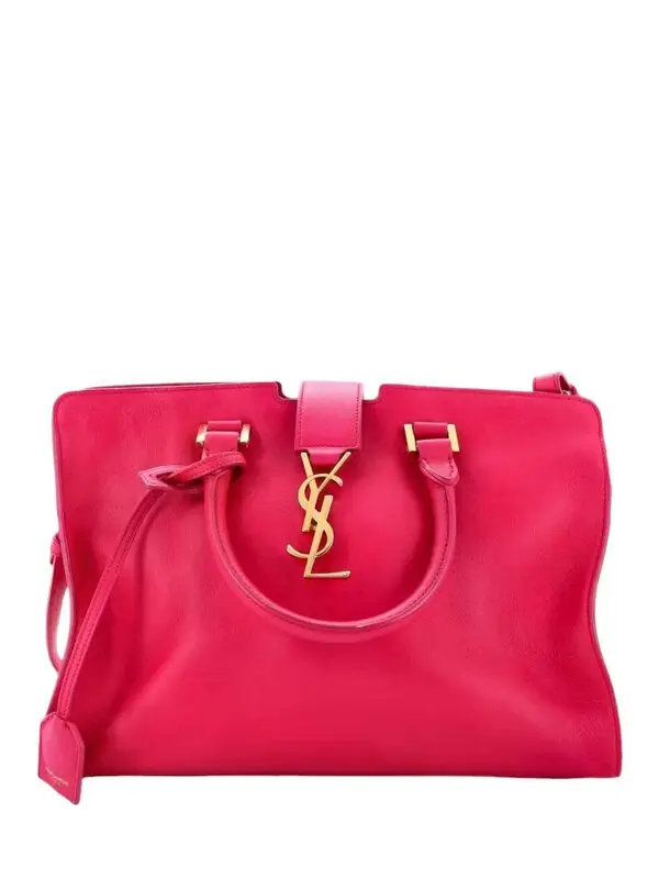 Saint Laurent Monogram Cabas Leather Satchel - Pink