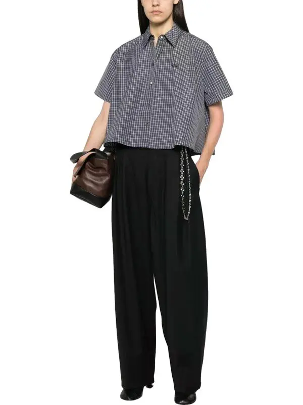 Loewe Checked Cropped Shirt - Black