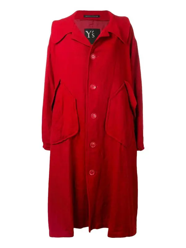Y’s Wool Single Breasted Coat - Red