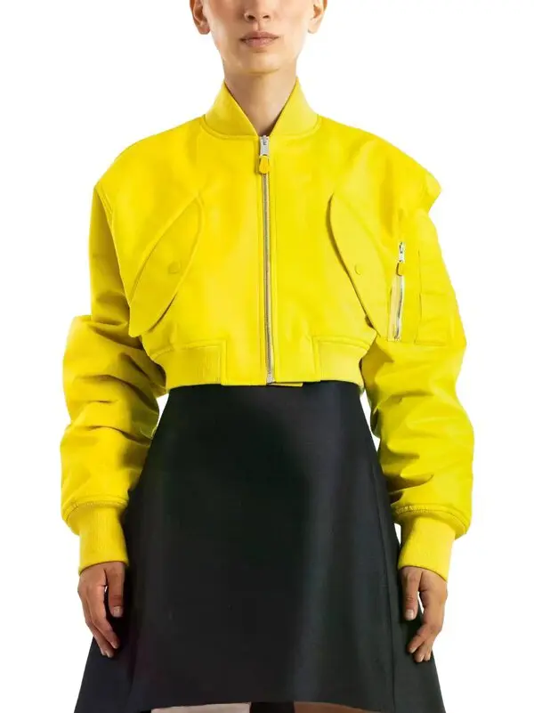 Balenciaga Cropped Bomber Jacket - Yellow