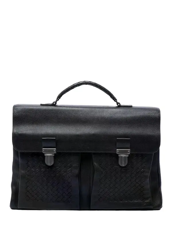 Bottega Veneta Intrecciato Trimmed Nappa Business Bag - Black