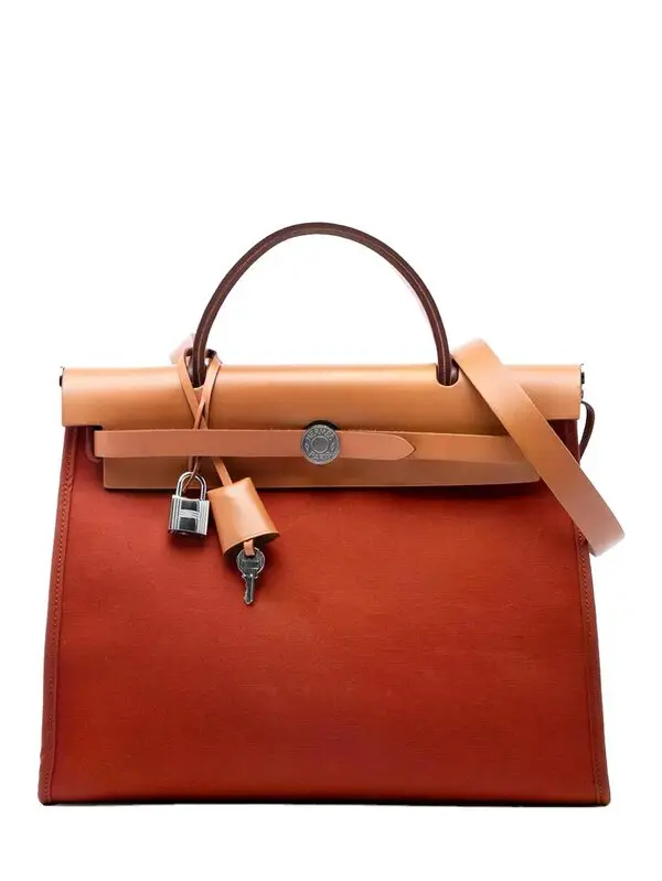 Hermès 2017 Toile Herbag Zip 31 Satchel - Orange