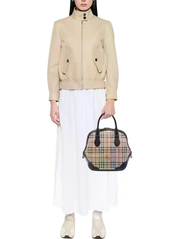 Burberry Haymarket Check Coated Canvas Orchard Bowling Bag Satchel - Neutrals