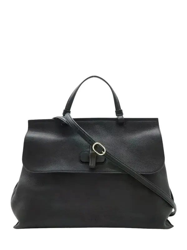 Gucci Calfskin Bamboo Daily Satchel - Black