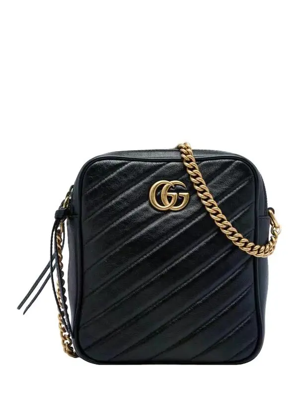 Gucci Gg Marmont Matelassé Leather Double Zip Crossbody Bag - Black