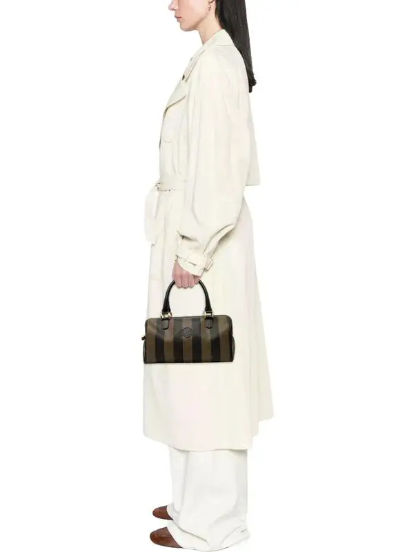 Fendi Pequin Coated Canvas Boston Bag - Black