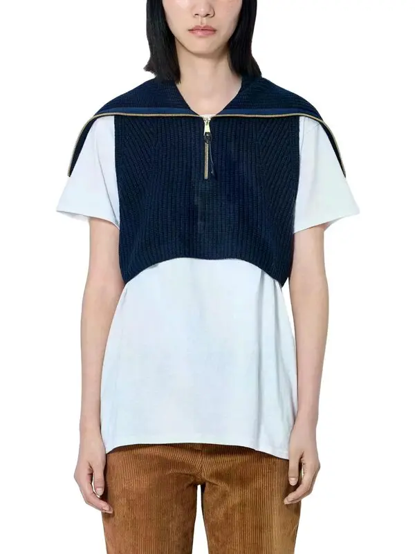 Moncler Ribbed-knit Zip-up Vest - Blue