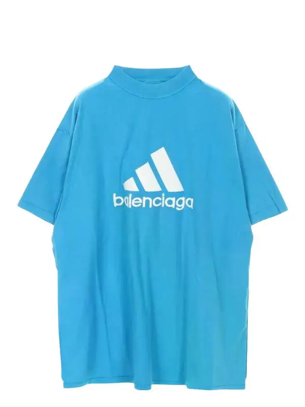 Balenciaga 2010s Logo-embroidered T-shirt - Blue