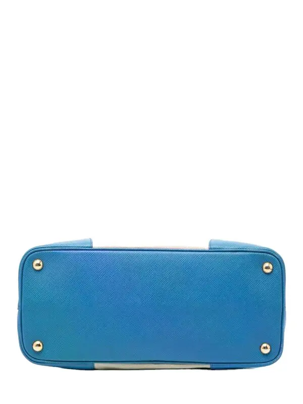Prada Saffiano Cuir Trimmed Canvas Double Satchel - Neutrals