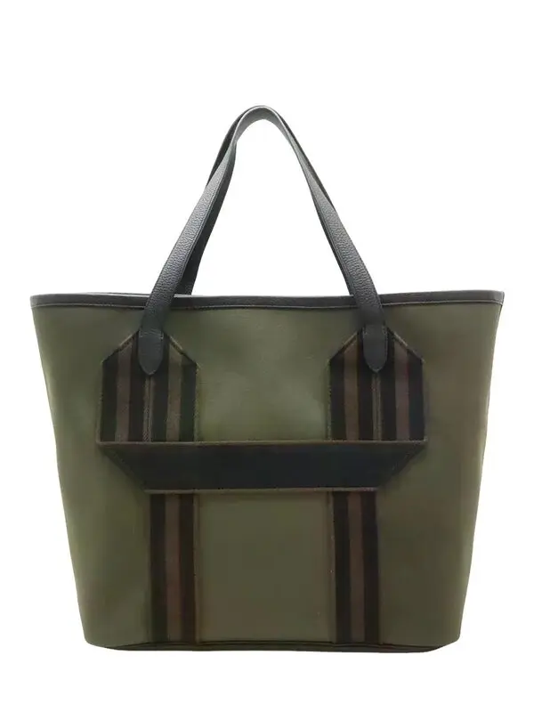 Hermès 2022 Toile Militaire And Clemence Taurillon Tote Bag - Green