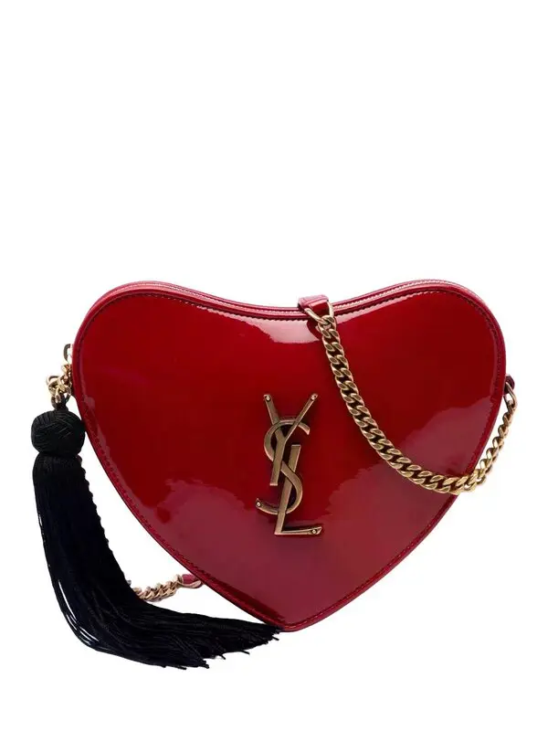 Saint Laurent Patent Sac Coeur Heart Crossbody Bag - Red
