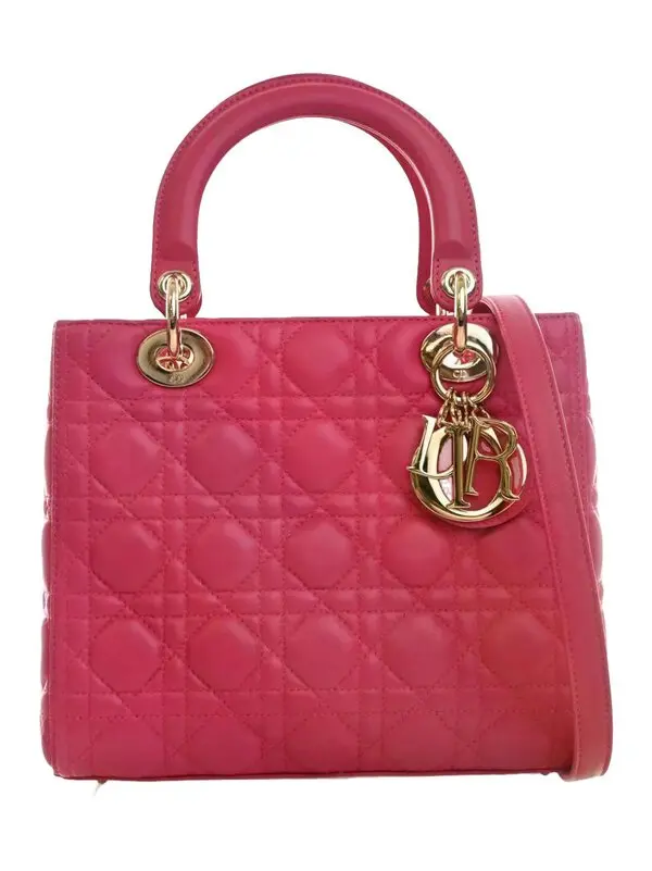 Dior Lambskin Cannage Lady Satchel - Pink