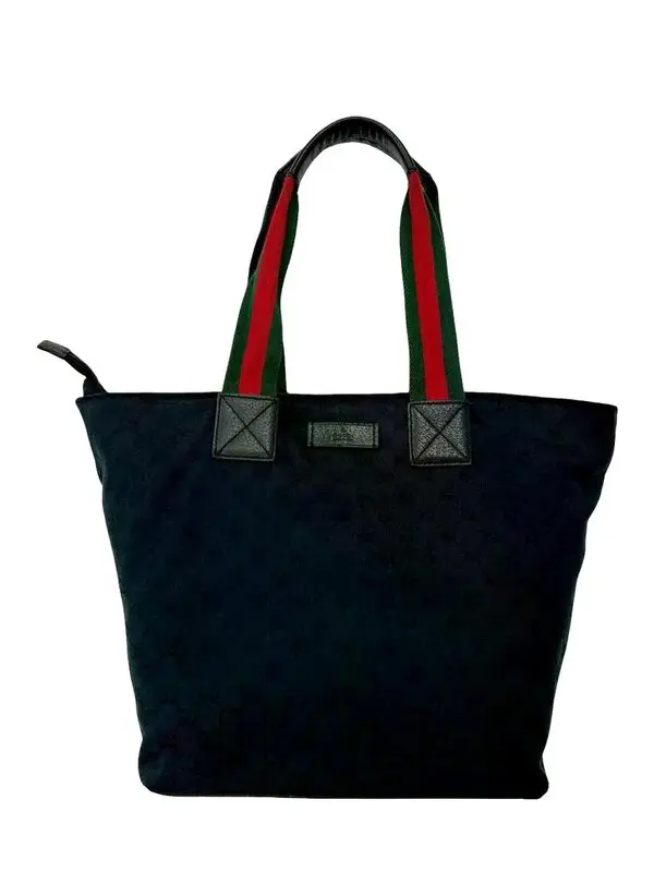Gucci Gg Canvas Web Tote Bag - Black