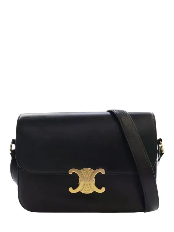 Celine Classique Shiny Calfskin Triomphe Crossbody Bag - Black