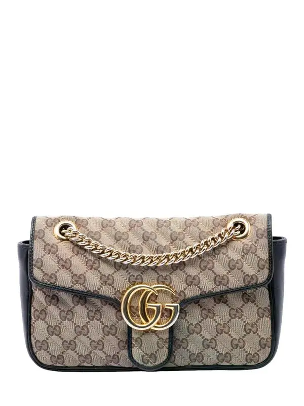 Gucci Gg Marmont Matelassé Diagonal Gg Canvas Shoulder Bag - Neutrals