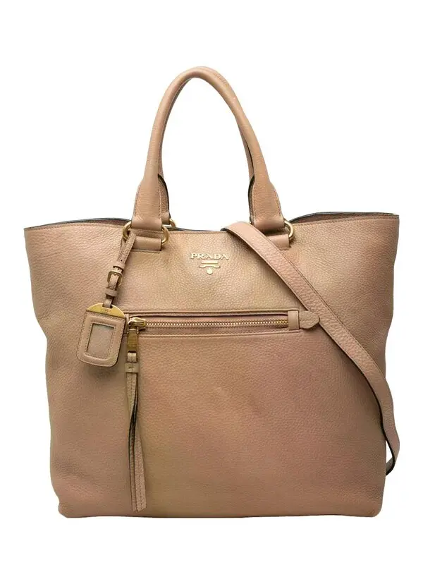 Prada Vitello Daino Convertible Tote - Neutrals