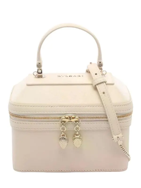 BVLGARI Leather Serpenti Forever Vanity Bag Satchel - White