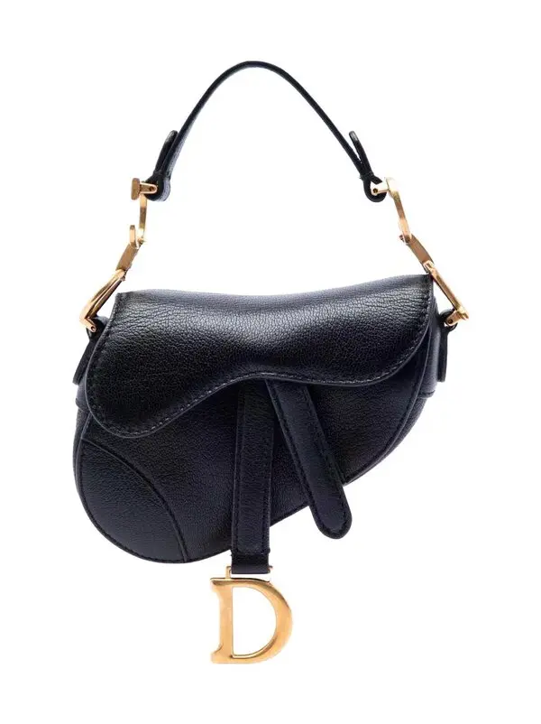 Dior Micro Goatskin Saddle Bag Satchel - Black