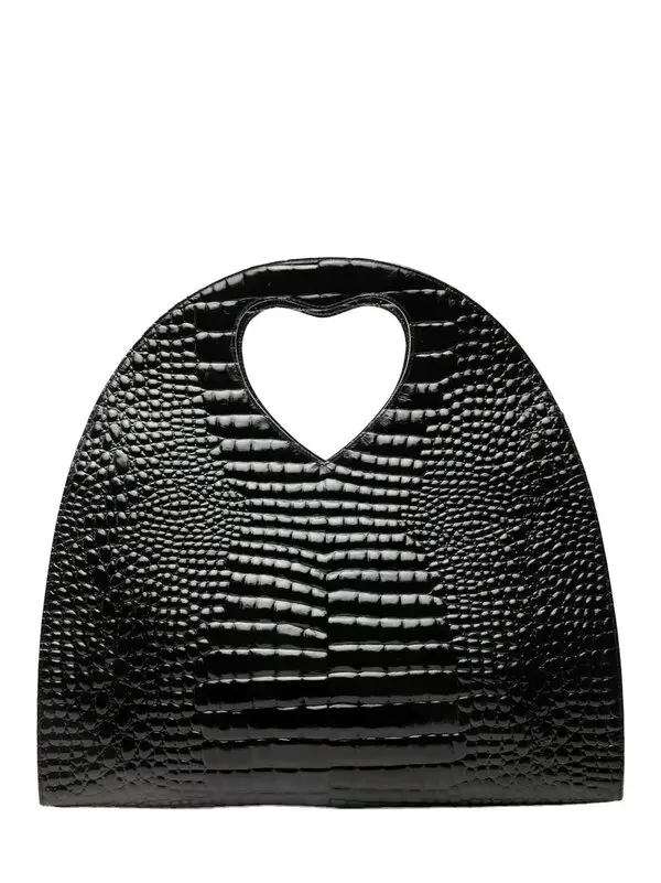 Saint Laurent Croc Embossed Patent Handbag - Black