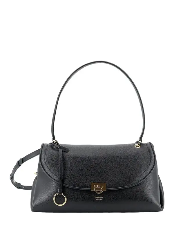 FERRAGAMO Leather Shoulder Bag With Gancini Detail - Multicolor