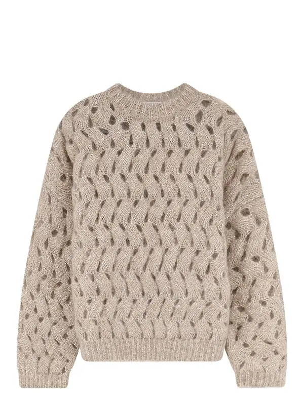 Brunello Cucinelli Perforated Sweater With Micro Sequins - Multicolor
