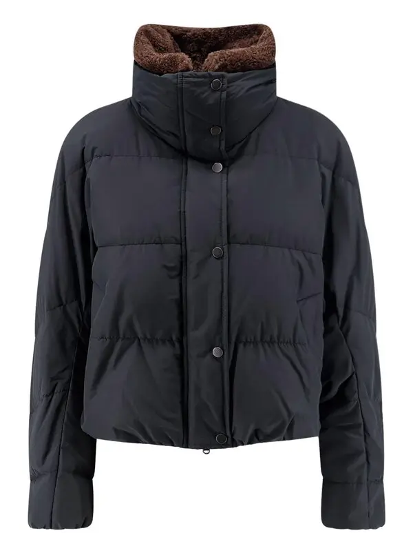 Brunello Cucinelli Down Jacket With Shearling Collar - Multicolor