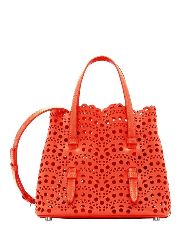 Alaïa Mina Tote Bag In Nubuck - Orange