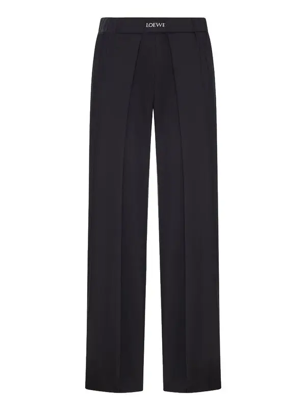 Loewe Tailored Wool Trousers With Jacquard Elasticated Waist - Black