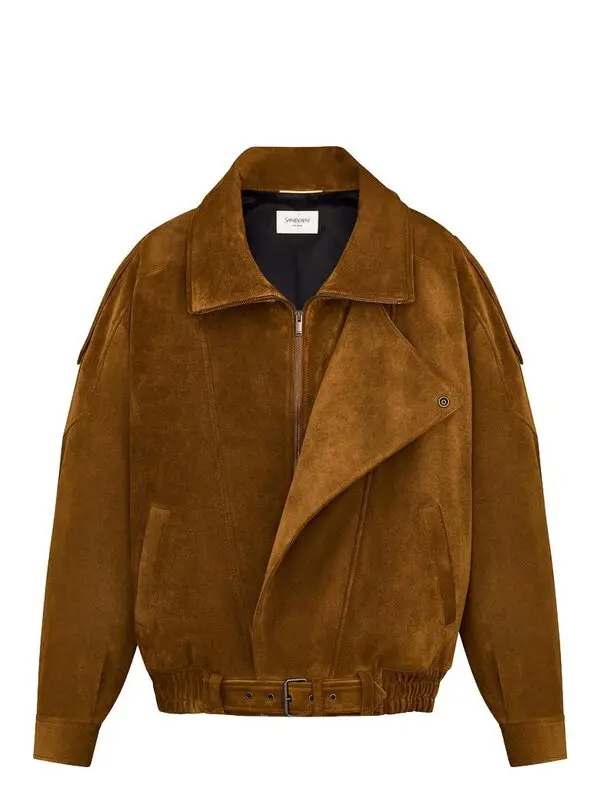 Saint Laurent Oversized Split-leather Jacket - Brown