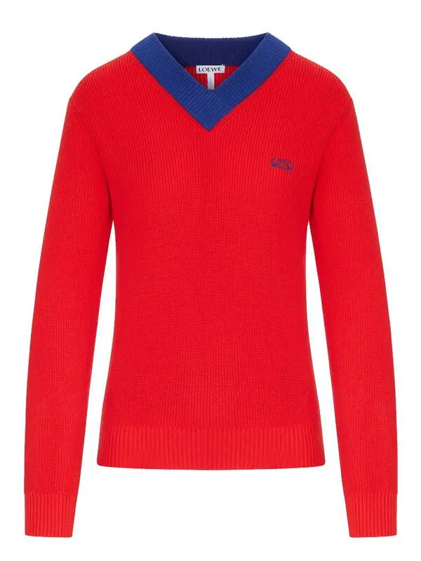 Loewe Textured Cotton-wool Blend V-neck Sweater - Multicolor