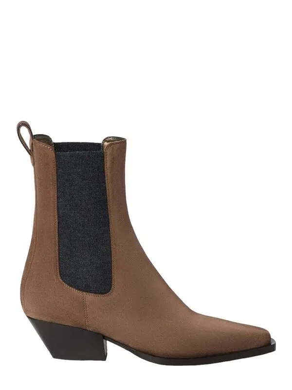 Brunello Cucinelli Suede Chelsea Boots With Monili Detail - Multicolor